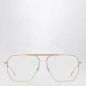 Bottega Veneta Gold Metal Aviator Sunglasses - Transparent