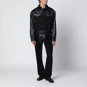 Versace Denim And Leather Bomber Jacket