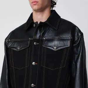 Versace Denim And Leather Bomber Jacket