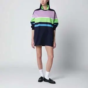 Versace Color-block Striped Long-sleeve Cotton Mini Dress - Multicolor