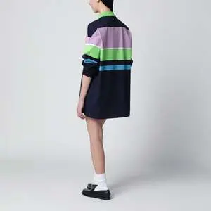 Versace Color-block Striped Long-sleeve Cotton Mini Dress - Multicolor