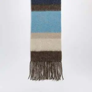 Miu Miu Striped Wool Scarf With Fringes