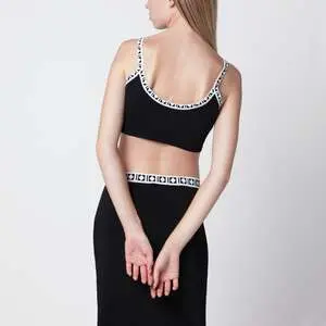 Versace Viscose-blend Cropped Top With Jacquard Trim