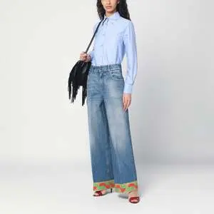 Valentino Garavani High Waist Jeans With Jacquard Embellishment
