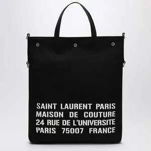 Saint Laurent North/south Tote Bag In Canvas - Black