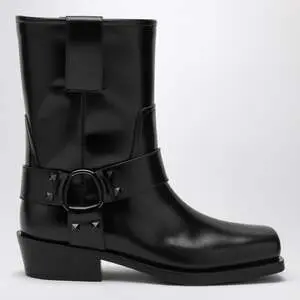 Valentino Garavani Leather Biker Rockstud Boots