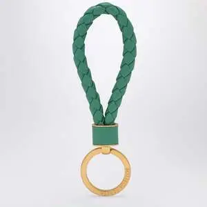 Bottega Veneta Mermaid Keyring In Woven Leather - Green