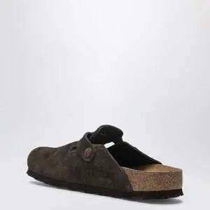BIRKENSTOCK Suede Boston Clogs - Brown