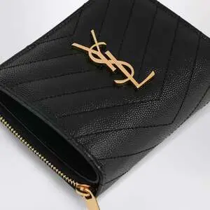 Saint Laurent Cassandre Quilted Compact Zip-around Wallet