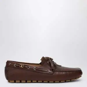 Valentino Garavani Leather Moccasin Driver - Brown