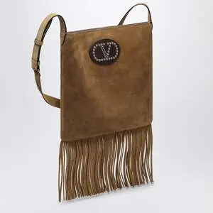 Valentino Garavani Suede Shoulder Bag With Fringed Trim
