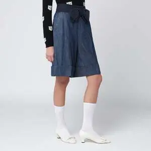 Valentino Garavani Denim Bermuda Shorts With Oversized Bow Detail