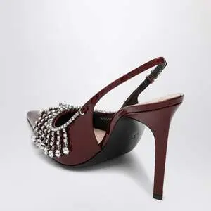 Gucci Patent Leather Pump With Crystal Chain Detail