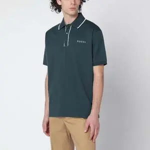 Gucci Petrol-green Cotton Piqué Polo Shirt - Black