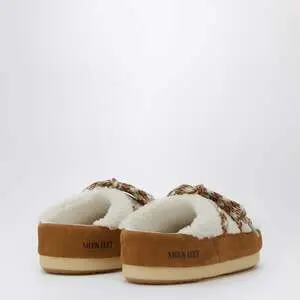 Moon Boot Shearling And Suede Mules - Brown