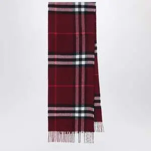 Burberry Burgundy Cashmere Scarf With A Checked Pattern - Red