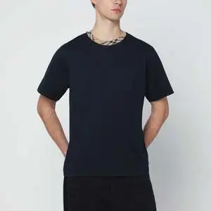 Burberry Navy T-shirt With Check Trims - Blue