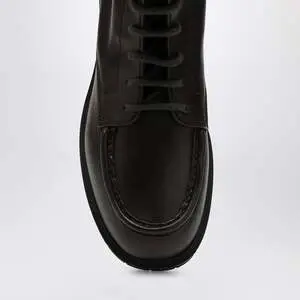 Burberry Leather Ankle Boots With Check Fabric Collar