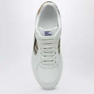 Burberry Leather Sneakers With Check Detail - White