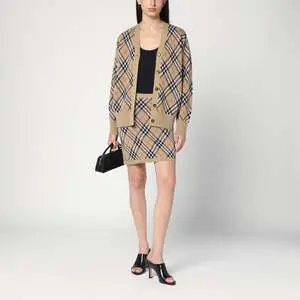 Burberry Wool And Mohair Blend Check Mini Skirt