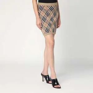 Burberry Wool And Mohair Blend Check Mini Skirt