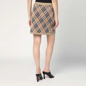 Burberry Wool And Mohair Blend Check Mini Skirt