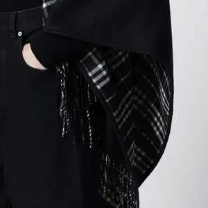 Burberry Reversible Wool Cape With Fringes
