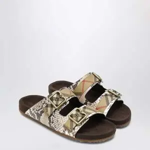 Burberry Leather Python Print Sandals With Buckle Detail - Multicolor