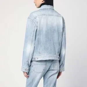 Balenciaga Faded Cotton Denim Jacket - Light Blue