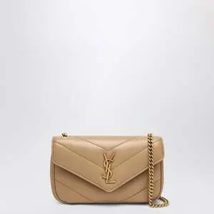 Saint Laurent Loulou Mini Leather Shoulder Bag - Beige