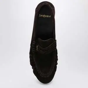 Saint Laurent Le Loafer Moccasins In Suede - Brown