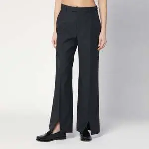 Gucci Wool Trousers With Back Logo Embroidery