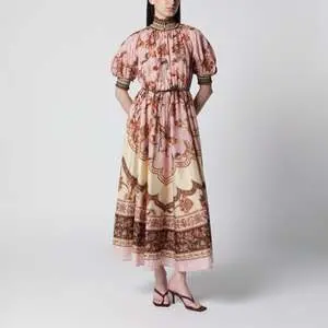 Zimmermann Purple Aster Puff-sleeve Maxi Dress - Multicolor