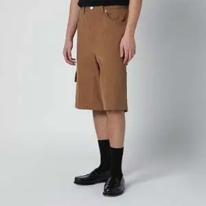 Gucci Camel Cargo Bermuda Shorts With Gg Details