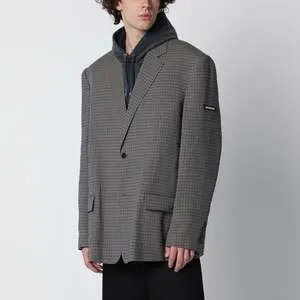 Balenciaga Khaki And Brown Gingham Single-breasted Jacket