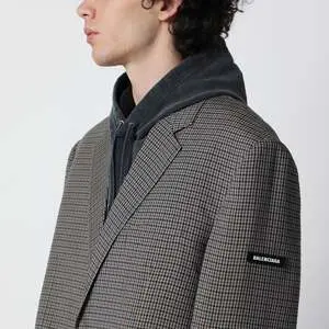 Balenciaga Khaki And Brown Gingham Single-breasted Jacket
