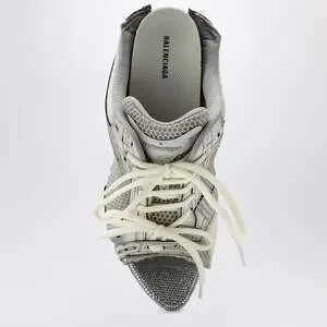 Balenciaga Stapler Heeled Sandals With Distressed Effect - Grey