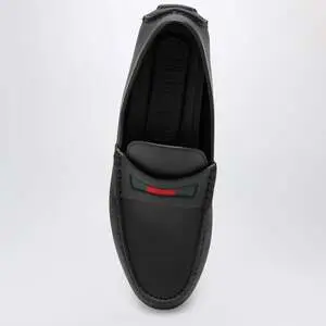 Gucci Leather Driver Loafers With Web Detail