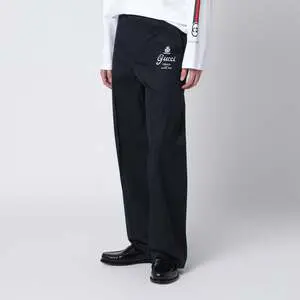 Gucci Cotton Twill Trousers With Logo Print