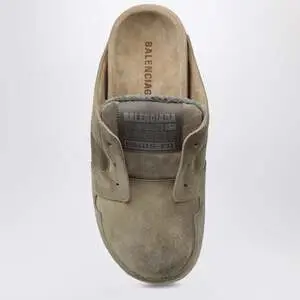 Balenciaga Dumbo Sabot In Distressed Suede Calfskin - Beige