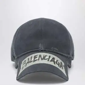 Balenciaga Washed Effect Masking Tape Cap - Black