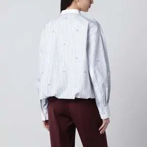 Gucci Striped Cotton Blouse With Gg Embroidery - Purple