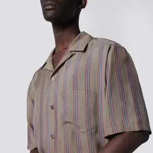 Saint Laurent Boxy Short-sleeve Button-up Cupro Shirt