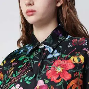 Gucci Silk Twill Shirt With Flora Print
