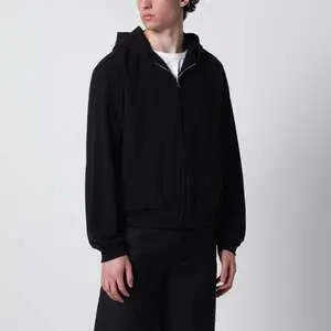 Gucci GUCCI Zip Hoodie In Cashmere Blend With Logo Print - Black