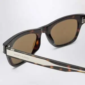 Saint Laurent Havana Rectangular Sunglasses