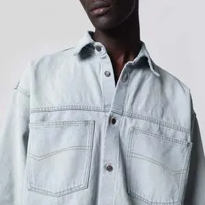 Balenciaga Cotton Denim Shirt - Light Blue