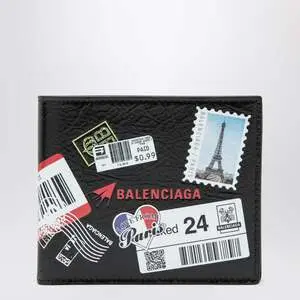 Balenciaga Cash Folded Square Lambskin Wallet - Black
