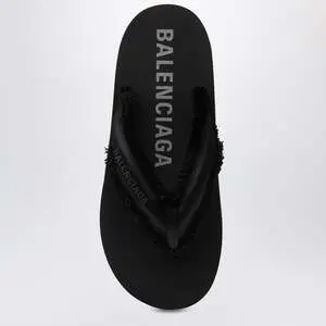 Balenciaga Jet Lag Thong Sandals In Satin - Black
