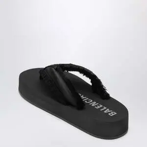 Balenciaga Jet Lag Thong Sandals In Satin - Black